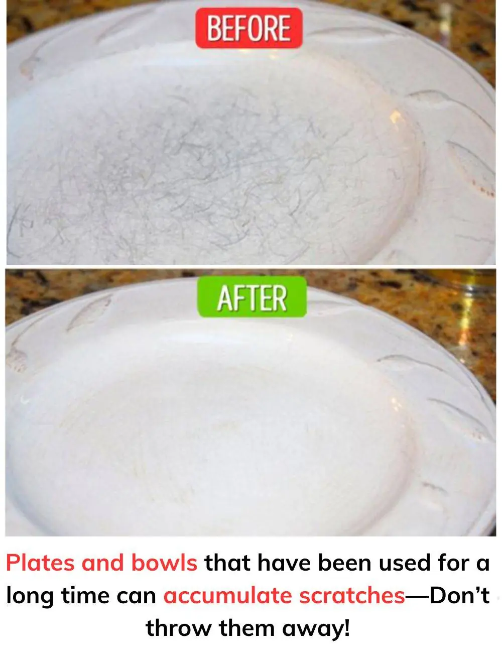 Plates and bowls that have been used for a long time can accumulate ...