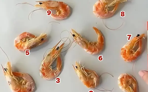 There is 1 fake shrimp in 9 shrimps here, can you find it in 10 seconds?