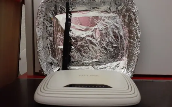 Aluminum foil placed behind wifi transmitter
