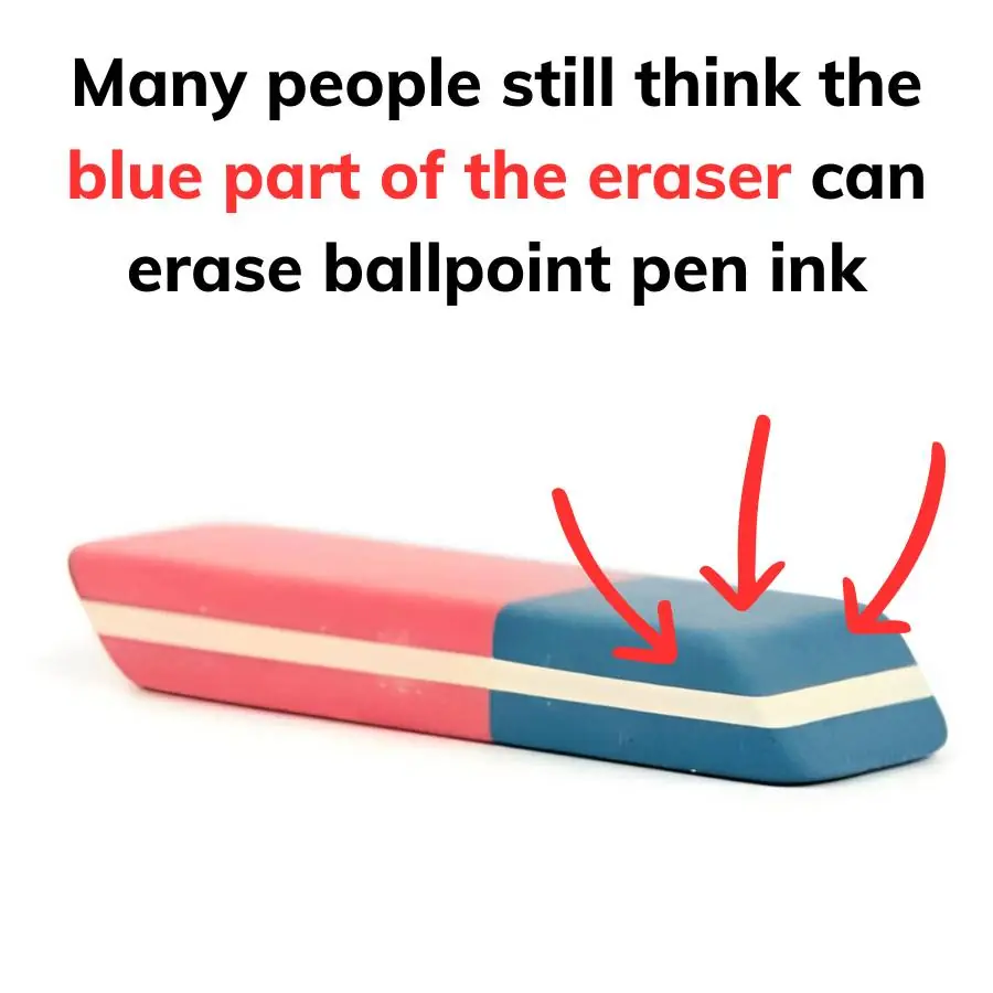 Many people still think the blue part of the eraser can erase ballpoint ...