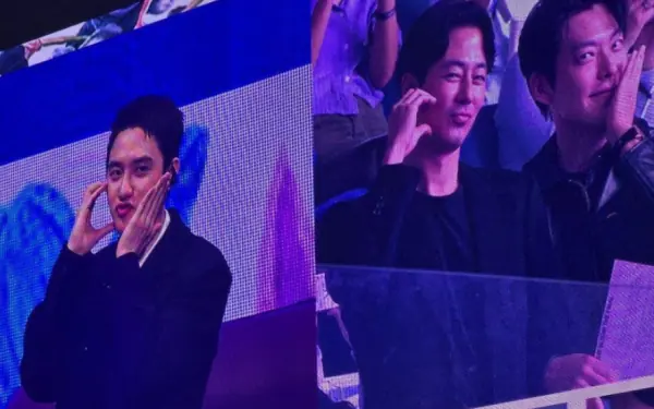 Jo In Sung and Kim Woo Bin pose cheekily with Doh Kyung Soo at his fan concert