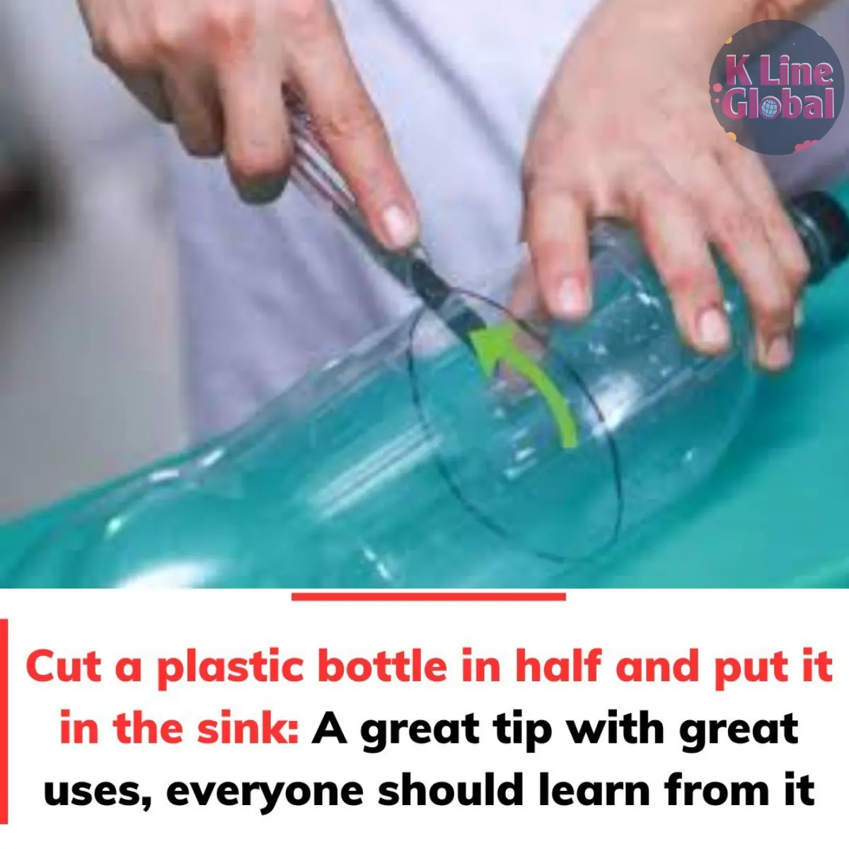 Cut the plastic bottle in half and place it in the sink